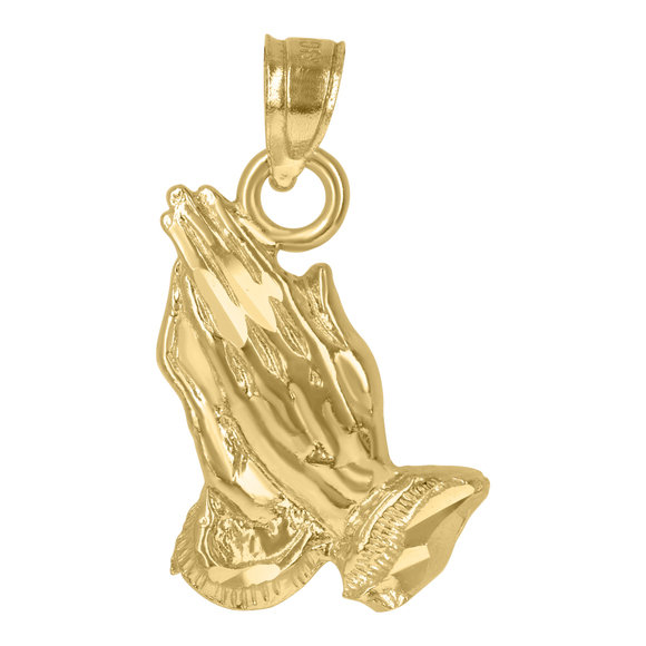 Jewelry | 1kt 10k Yellow Gold Unisex Praying Hands Religious Charm ...